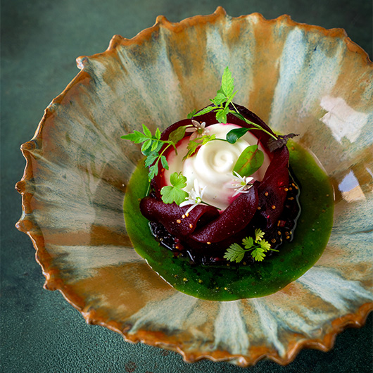 Geitenkaas l rode biet tartaar l quinoa